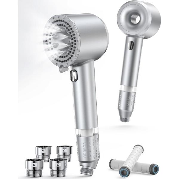 シャワーヘッド マイクロナノバブル節水シャワーヘッド 手元止水 3段階モード 高水圧 塩素除去 肌&amp;髪ケア向上 ミスト 美肌 保温保湿 毛穴ケア 汚れ除去 しやわーヘッド お手入れ・取り付け簡単 shower head カートリッジ...