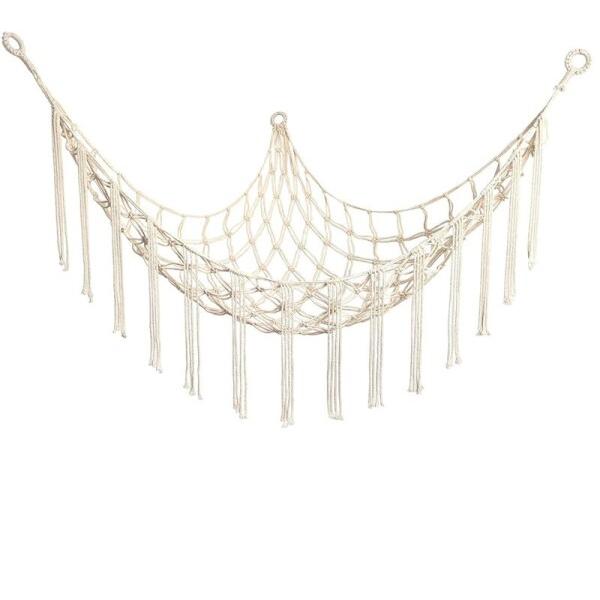 マクラメ編みぬいぐるみ収納ハンモック, 壁掛け式おもちゃ収納ネット, 取付金具3個付き, 大容量整理用, ベージュ（三角形)商品コード：55080848403型番：sdakjwiカラー：ベージュ（三角形）大容量設計: マクラメ編みの伝統的な...