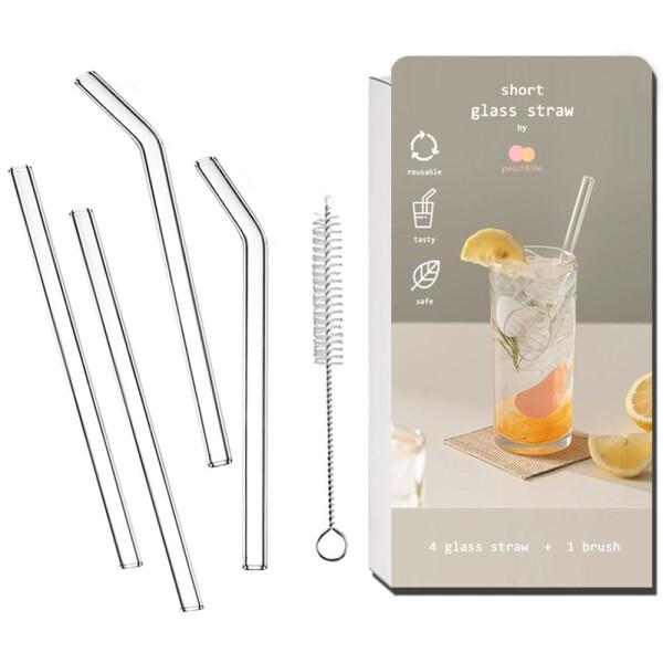 peach&amp;life ガラスストロー マイストロー 4本セット ブラシ付き ガラス製(ショート)商品コード：55080848618型番：PL-0011サイズ：ショートカラー：クリア【セット内容】 普通のタイプx2、曲がったタイプx2...