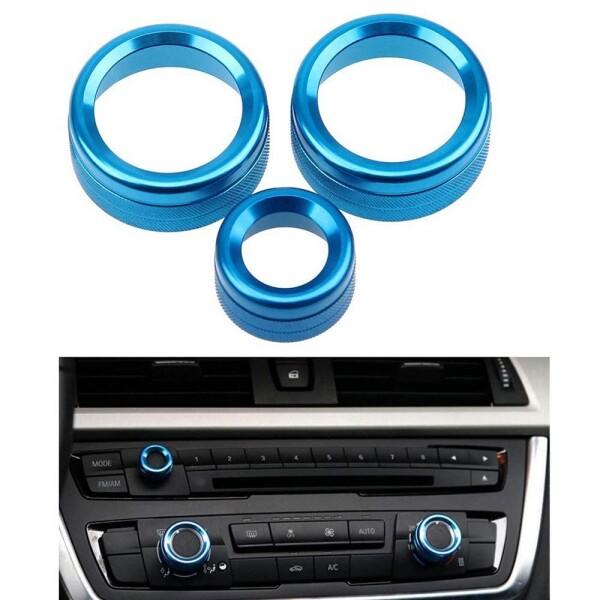 Eaglerich 3PCS / Lot車エアコン ダイヤル カバー スイッチカバー ノブ カバー 調節 リング エアコンノブオーディオサークルトリム装飾リングに専用 青商品コード：55080849291型番：CXCP-BLUE123LOW...