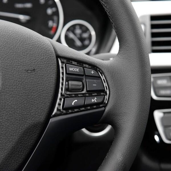 AIRSPEED BMW F20 F21 F30 F32 F34 専用 アクセサリー 内装 パーツ カーボンファイバー スステアリングホイールボタントリム ステッカー ガーニッシュ おしゃれ カスタム ドレスアップ 簡単取り付け 両面テープ...