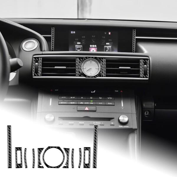 AIRSPEED レクサス RC300 RC300h RC350 RC200T 2015-2022専用 アクセサリー リアルカーボンファイバー製 カー中央制御時計装飾フレームステッカー おしゃれ 内装パーツ カスタム ドレスアップ センター...