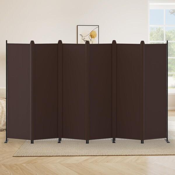 KELIXU パーテーション 間仕切り 6連 高さ176.3cm×幅328.7cm カバーストリップ付属 クロスパーテーション 折りたたみ式 衝立 自立式 布製 目隠し 屏風 おしゃれ 頑丈 部屋 オフィス 事務所用 (ブラウン)商品コード...