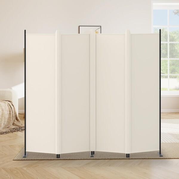 KELIXU パーテーション 間仕切り 4連 高さ176.3cm×幅221cm カバーストリップ付属 クロスパーテーション 折りたたみ式 衝立 自立式 布製 目隠し 屏風 おしゃれ 頑丈 部屋 オフィス 事務所用 (ベージュ)商品コード：5...