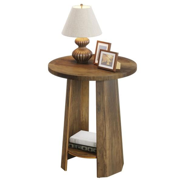 Tribesigns サイドテーブル ベッド横テーブル ソファテーブル ナートテーブル 木製 2段収納付き 幅45×奥行45×高さ58cm商品コード：55080852301型番：JP-003サイズ：Smallカラー：ブラウン【いろんなシーン...