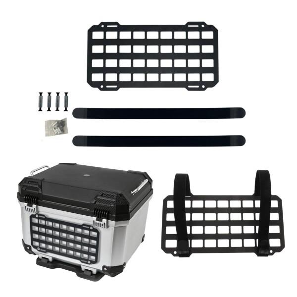 リアボックスサイドパネル バイクMOLLEパネル 30*14cm サイドキャリア バイクリアボックス用サイドバッグサポート モールパネル 大容量収納＆積載強化 汎用カスタムパーツ ツーリング＆キャンプに最適 取付ネジと面ファスナー付き商品コ...