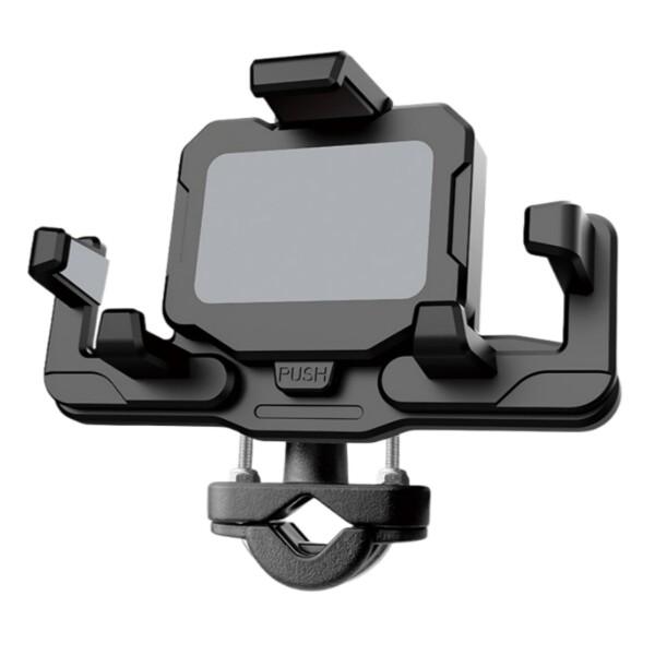 Jiaureshiby バイク スマホホルダー バイク用 携帯ホルダー 自転車スマホホルダー スタンド 振動吸収 マウント 自転車 オートバイ用 ワンタッチ スマホ置き 片手操作 360度回転 耐久強度 脱落防止 防振 携帯スタンド 強力保...