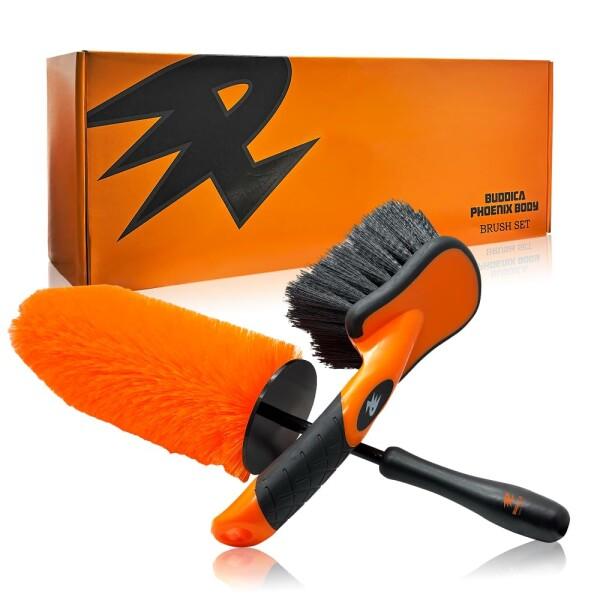 フェニックスホイールブラシ『 足元から、美しさは甦る。 』バディカ 洗車用 ホイール ディテール用 セット商品コード：55080853622型番：P-0007カラー：オレンジ?タイヤ用&amp;ホイール用の2本セット!用途に合わせて使い分け...