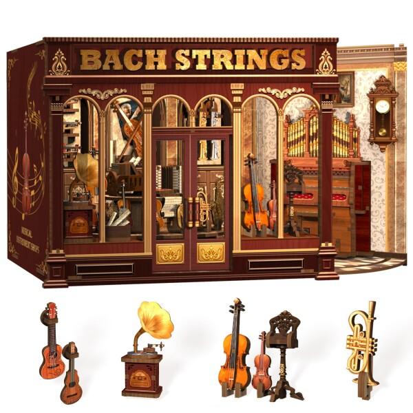 CuteBee ブックヌックキットドールハウス 3Dミニチュアハウスキット ウッドクラフト ブックエンド装飾 LED付き DIY 立体 ティーンエイジャーと大人向け 初心者向け プレゼント 誕生日に最適 (バッハ琴坊)商品コード：55080...