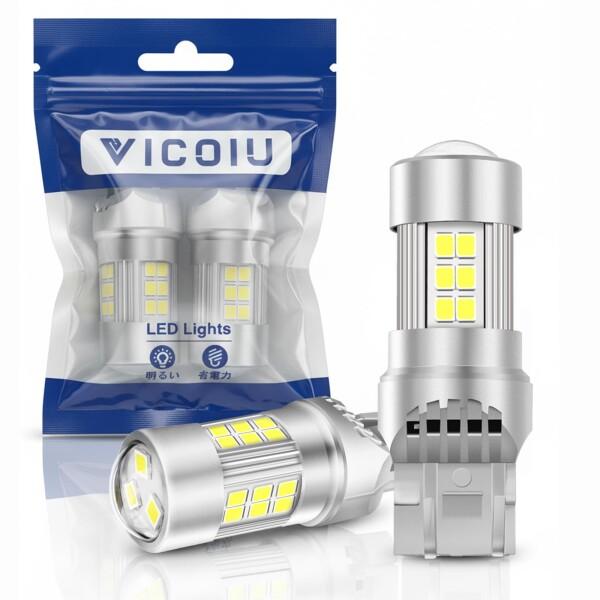 VICOIU T20 led ダブル球 バックランプ ホワイト 27連LEDチップ 6500K 爆光 車検対応 7440 7443 led 後退灯 無極性 取付簡単 DC12V車対応商品コード：55080853683型番：T20-ダブル球【...