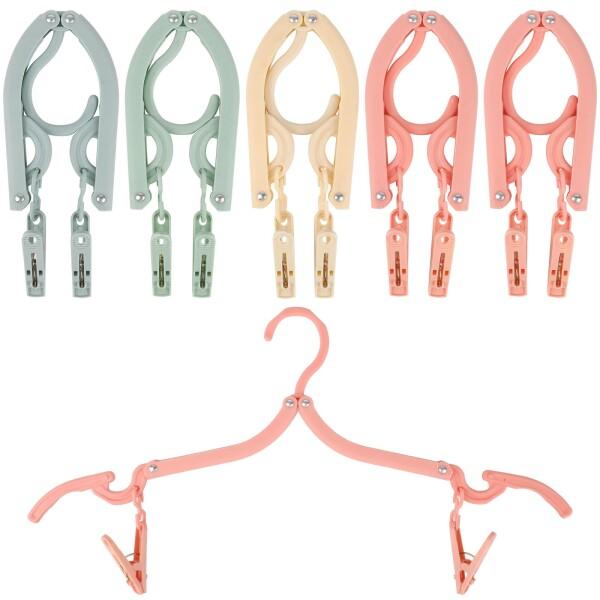 FINGOOO 折り畳みハンガー 折りたたみ 旅行用 5個セット・4色・10ピンチ付き 携帯用 トラベルハンガー 洗濯物干し 収納便利 軽量 多機能 省スペース (5pcs)商品コード：55080853687型番：DX471サイズ：小カラー...