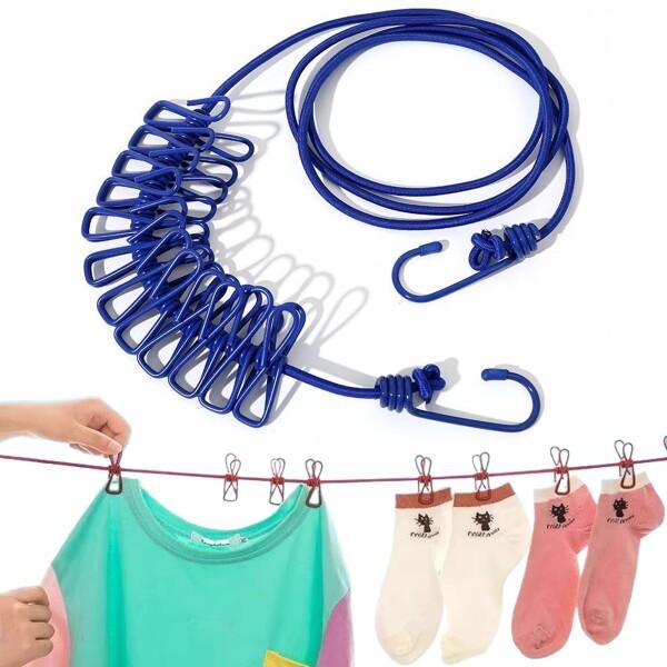BOJIDO 物干しロープ 洗濯ロープ キャンプ ロープ 12個クリップ付き 携帯便利 防風 弾力 伸縮 旅行 キャンプ 室内 屋外 梅雨 部屋干し 洗濯物干し 屋外（ブルー）商品コード：55080853696型番：53HK0892BLカラ...