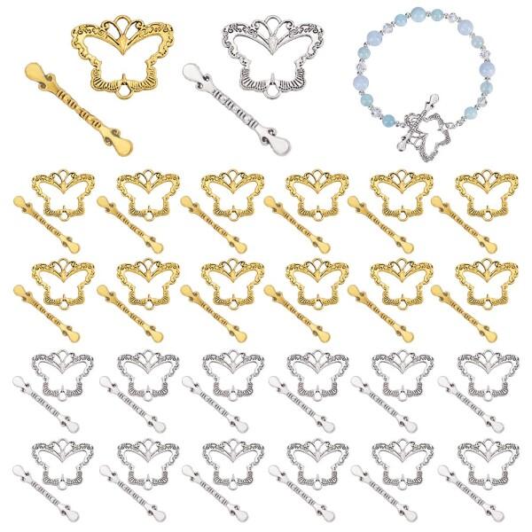 PH PandaHall 30組 バタフライ トグルクラスプ 2.8cm O字型クラスプ T字型クラスプ リングクラスプ ネックレス ブレスレット用 アクセサリーパーツ ハンドメイド素材 クラフト用品 DIY材料商品コード：55080854...