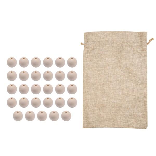 nullie ウッドビーズ 丸形 DIY 木製ビーズ パーツ 大容量 30mm (50個セット)商品コード：55080855311型番：SY-00109/SY-00174収納袋付属のウッドビーズセット:木製のアクセサリーパーツ用ウッドビーズ...