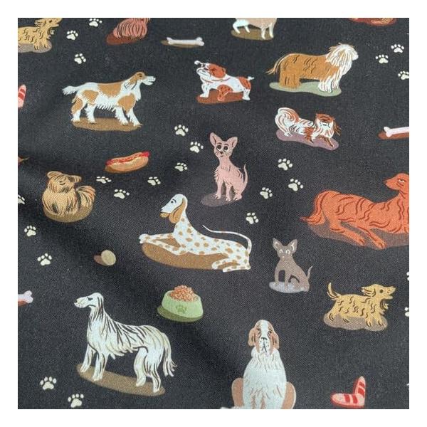 nora. ST1147-C 犬柄 イラスト調 シーチング 生地 手芸用 綿 日本製 カット済み 22A (チャコールグレー,生地巾110cm×100cm)商品コード：55080855471型番：nora-st1147-cサイズ：生地巾11...