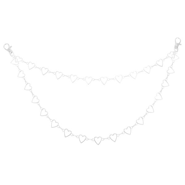 DEARMAMY 多層合金パンツチェーン ピーチハート装飾付き ホロジーンズチェーン 軽量ウエストアクセサリー ヒップホップファッション 約11.6インチ商品コード：55080855679型番：17XZ4175Q04PF1ROAカラー：シル...