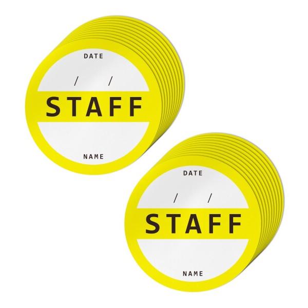 イベント スタッフパス シール 8×8cm 丸型 黄色 20枚入り バックステージパス 貼り付けタイプ 高視認 サテン素材 衣類用 コンサート ライブ NYANDELMO ND-0258-R01-YL-8cm-20商品コード：5508085...
