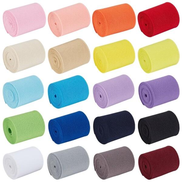 BENECREAT 1m*20ロール 20色 ニットゴムバンド 幅5cm 広織縫製用ゴムバンド 交換用 弾性ベルト 伸縮性 ウエストバンド・パンツ・洋服・ベルト交換 裁縫 手作り素材 衣服縫製工芸 DIY用商品コード：55080856569...