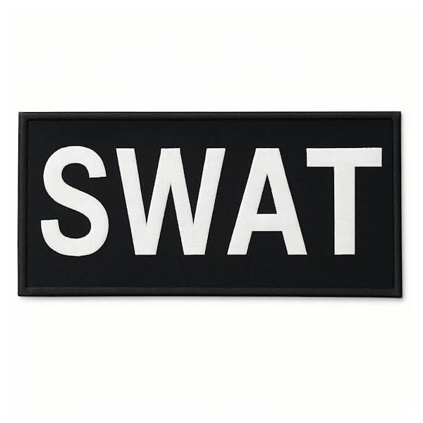 明日香縫製 パネルパッチ (SWAT(White Text))商品コード：55080857305型番：asuka-p-pnl180サイズ：18cm x 9cmカラー：SWAT(White Text)マジックテープ付きワッペン(パッチ)