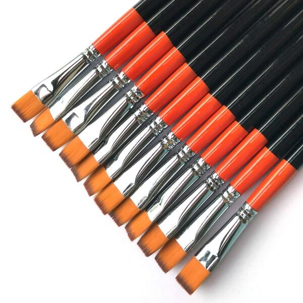 ONE HAPPY CHOICE フラット ブライト ペイント ブラシ 12パック プレミアム 品質 合成 クロテン ヘア アクリル 水彩 油 ガッシュ ペインティング用 学生 専門家 アーティスト サイズ (1/2インチ)商品コード：55...