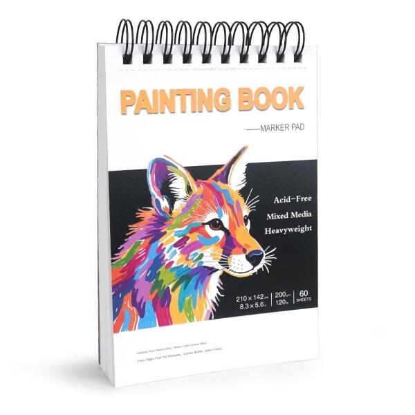 スケッチブック ワイヤーリング製本 200gsm 厚口 210mm×140mm 60枚 マーカー用紙 スケッチ イラスト 画用紙商品コード：55080857883型番：JP-MPBR-A5-JJX-V1サイズ：210mm×140mmカラー：...