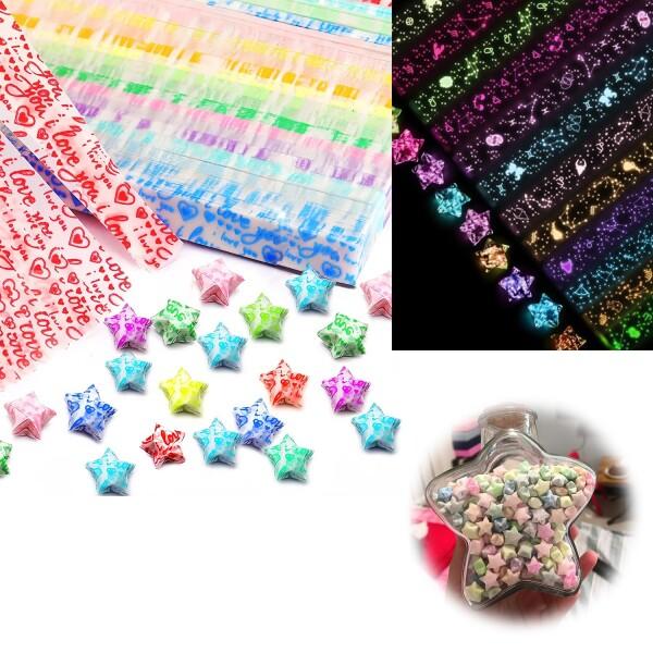 PAVIKE 折り紙 ラッキースター 星折り紙 おりがみ 蛍光折り紙 420枚入 千羽鶴用 星を折る 飾り付け DIY用紙 生日パーティー装飾 ペーパーアート 手芸紙 工芸用品紙 カラフル 星座 LOVE コンステレーション商品コード：55...