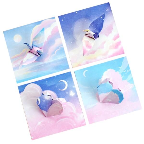 nijimomo 折り紙 4種 400枚 両面 9.5ｃｍ 桜 マーブル 雲 クラフト 装飾 和柄 千羽鶴 (雲)商品コード：55080857937型番：雲ペーパークラフトや工作に!両面印刷タイプの折り紙400枚セットです。デザインは、和洋...