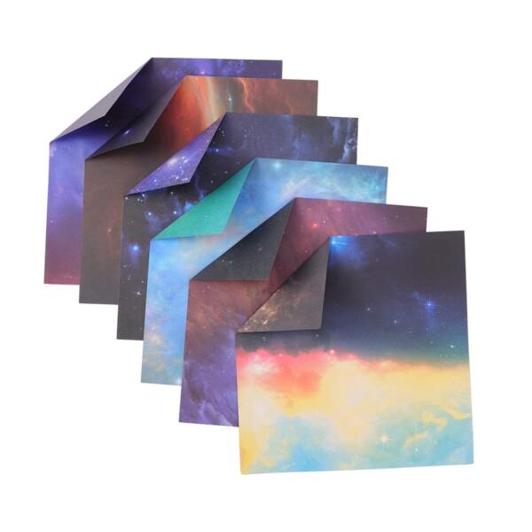 NOLITOY 100枚セット 折り紙 水彩 星空 宇宙 キラキラ 15cm 両面 おしゃれ 柄 黒 大きいサイズ 和柄 グラデーション 厚手 硬め 大量 和紙 きれい 夜空 紙飛行機 千羽鶴 Diy 手作り 贈り物商品コード：550808...