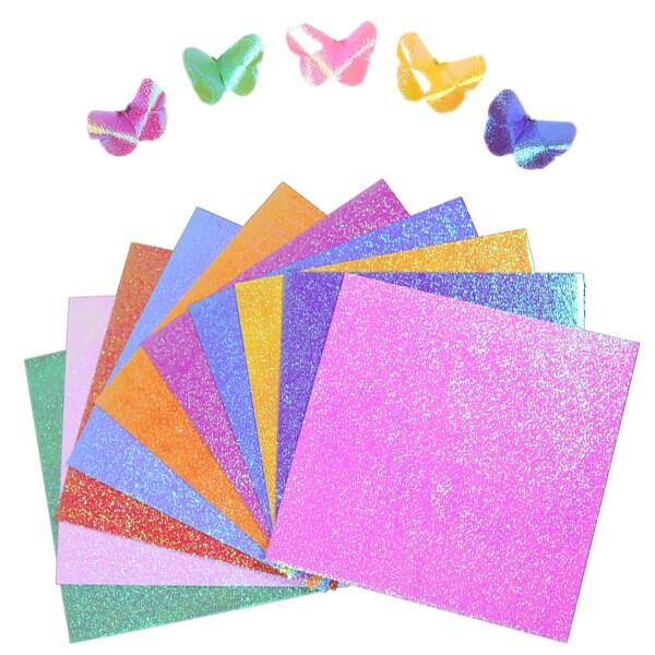 DEVENTORZ キラキラ 50枚 10*10cm 角 光沢紙 おりがみ 折り紙セット オーロラカラー ホイル折り紙 片面おりがみ カラフル ペーパーアート キラキラ紙 千羽鶴 装飾 DIY 手芸紙商品コード：55080857963型番：...