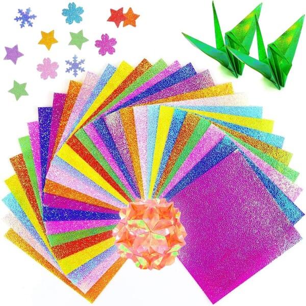 キラキラ 折り紙 おりがみ ペーパーキラキラ 千羽鶴 ラフト ギフトラッピング パーティー アルバム スクラップブック 手芸紙 DIY用紙 15cm*15cm 10色50枚入り KARSA (15cm)商品コード：55080857976型番...