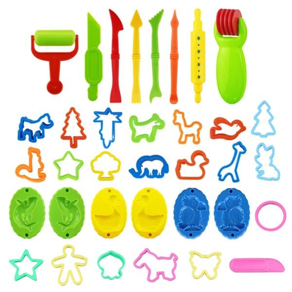 yowodana 35点セット ねんど ツール 粘土 道具 ねんどおし型 ヘラ 押し型 おもちゃ お砂場セット 粘土生地ツールキット 動物 しょくぶつ 星 DIY 手作り道具 知育玩具 子ども用 男の子 女の子 プレゼント ギフト クリスマ...