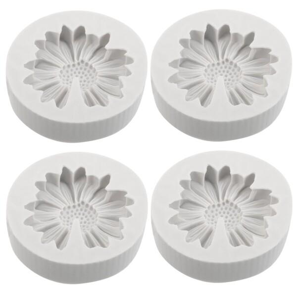 TEHAUX シリコンモールド 4個セット 花型 ひまわり 菊 デイジー 2.76X2.76X0.79インチ 耐熱 レジン型 多用途 Diy クラフト用 アロマペンダント キャンドル石鹸作り商品コード：55080858033型番：OXS06...