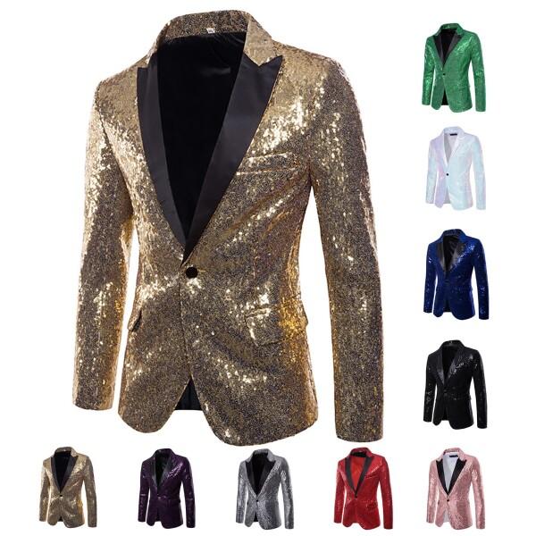 (Baestappy) パーティータキシード 司会 ダンス衣装 バー衣装 コスプレ忘年会・新年会・ステージ必備 メンズ スパンコール プロム・パーティ・フォーマル 華やか光沢デザイン キラキラ商品コード：55080858071型番：A01サ...