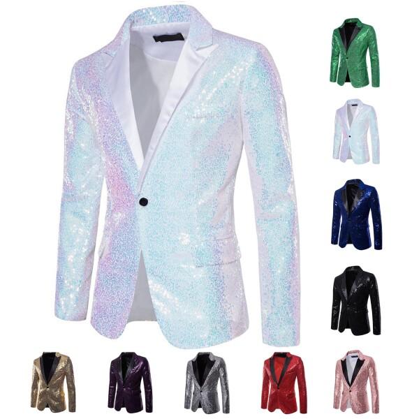 (Baestappy) パーティータキシード 司会 ダンス衣装 バー衣装 コスプレ忘年会・新年会・ステージ必備 メンズ スパンコール プロム・パーティ・フォーマル 華やか光沢デザイン キラキラ商品コード：55080858074型番：A01サ...