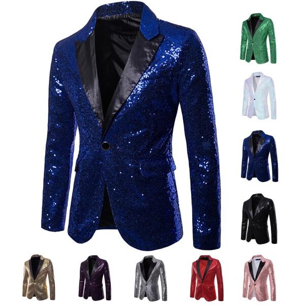 (Baestappy) パーティータキシード 司会 ダンス衣装 バー衣装 コスプレ忘年会・新年会・ステージ必備 メンズ スパンコール プロム・パーティ・フォーマル 華やか光沢デザイン キラキラ商品コード：55080858078型番：A01サ...