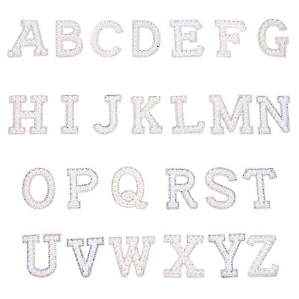 STOBOK アルファベットワッペン 26枚セット アイロン接着・手縫い対応 パールラインストーン付き 補修用アップリケパッチ 手芸・衣類バッグ帽子装飾用 1.57×1.38インチ商品コード：55080858308型番：ZZBSBP416G...