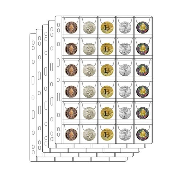 コインアルバム 30ポケット コイン、メダル、ピンバッジ収納用 標準9穴透明 切手アルバムミニ写真商品コード：55080858455型番：VUJP-00003サイズ：3.5*3.5cm【簡単固定】スタンプポーチのページの左側にある9つの穴は...