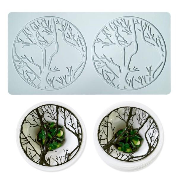 シリカゲルレースマット、砂糖プロセススタンプ型食用ケーキ分子美食装飾、2孔円形森林商品コード：55080858727型番：XSL-9325カラー：2洞の環状森林柔軟で頑丈な不粘着レース金型は、ケーキの装飾に使用され、美しいレースデザインを持...