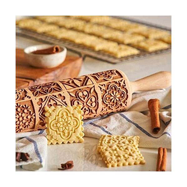 D-MASTERY クッキーローラー クッキー型 ?棒 模様 ローリングピン かわいい ビスケット型 手作り 焼菓子 ハンドメイド おしゃれ 料理教室用バレンタイン手作り(欧風ビスケット柄)商品コード：55080859056カラー：欧風ビス...