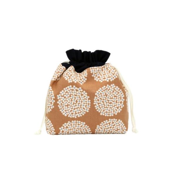 保冷 保温 お弁当袋 巾着型  マチ付き 北欧風 あじさい柄 ランチバッグ ランチ巾着 おにぎりポーチ 弁当袋 子供 離乳食 軽食 小物収納 (あじさい モカ)商品コード：55080859140型番：LKCカラー：あじさい モカ【高い保冷・...