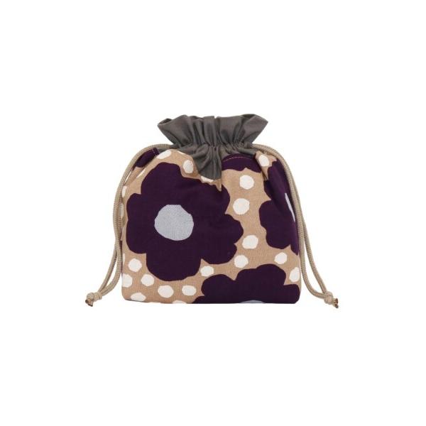 保冷 保温 お弁当袋 巾着型  マチ付き 北欧風 あじさい柄 ランチバッグ ランチ巾着 おにぎりポーチ 弁当袋 子供 離乳食 軽食 小物収納 (あられ モカブラウン)商品コード：55080859155型番：LKCカラー：あられ モカブラウン...