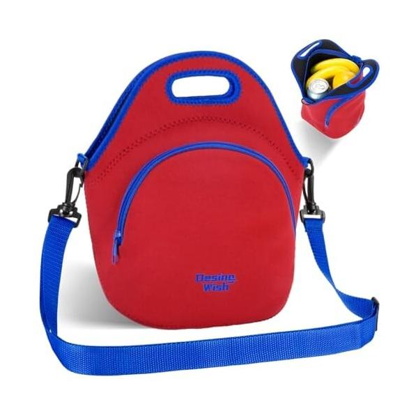 Desing Wish ランチバッグ ネオプレン 保冷 保温バッグ 折りたたみ式断熱バッグ お弁当ケース 軽量 大人 子供 通勤 通学 アウトドア キャンプ レジャー ピクニック お弁当袋 (Red)商品コード：55080859162型番：...