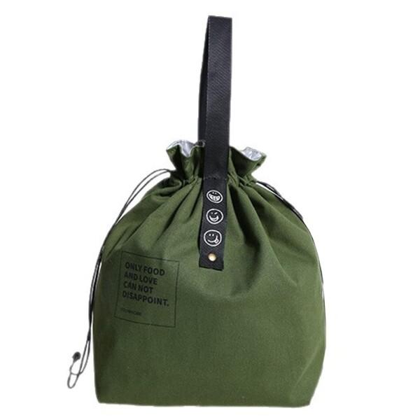 保冷バッグ 小さめ｜お弁当 ランチバッグ (グリーン)｜保冷・保温両用 100％キャンバス生地｜内側断熱アルミウール綿 防水 耐久性｜大容量 巾着バッグ 男女兼用 アウトドア/キャンプ/ピクニック/シンプルファッション商品コード：55080...