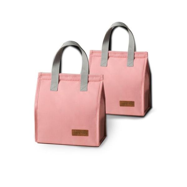 2個 ランチバッグ 保冷バッグ 大容量 お弁当袋 保冷 保温 断熱袋 ランチトートバッグ 防水 軽量 内部断熱アルミニウム箔 マジックテー 耐久性 汚れ知らず 通勤 通学 ピクニック 仕事 オフィス 旅行用 男女兼用(ピンク)商品コード：5...