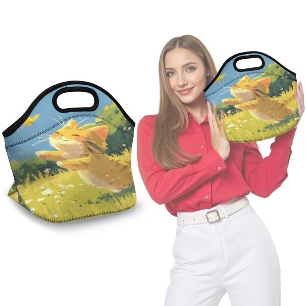 ペット柄 ランチバッグ 31×28×15cm デジタル印刷 学生用 通勤用 保温保冷 軽量 収納力強 可愛いデザイン商品コード：55080859238型番：002カラー：スカイブルー可愛いペット柄で毎日を楽しく? 先進的なデジタル印刷技術を...
