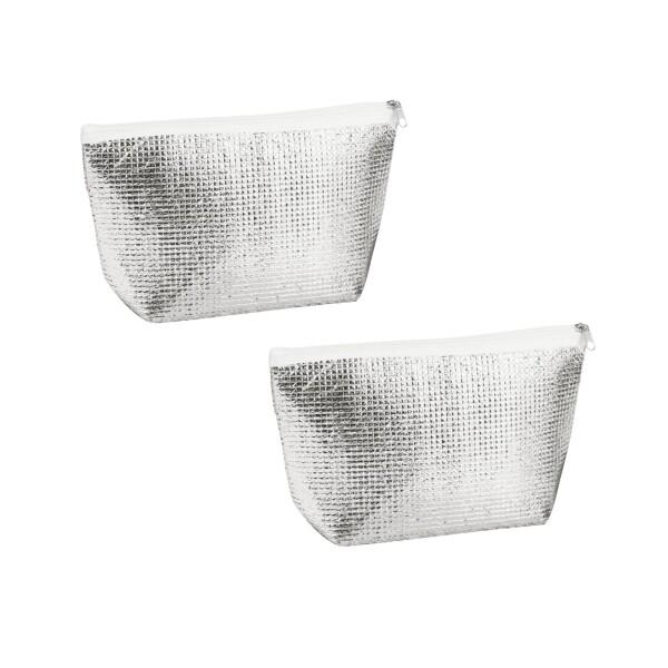 「保冷バッグ 小さめ ミニ 保冷ポーチ  ランチバッグ 保冷袋 クーラーバッグ お弁当 おにぎり ケース 軽量 コンパクト 携帯用」 (2個セット)商品コード：55080859253型番：CB-Sサイズ：中カラー：シルバー【高性能ダブル保冷...