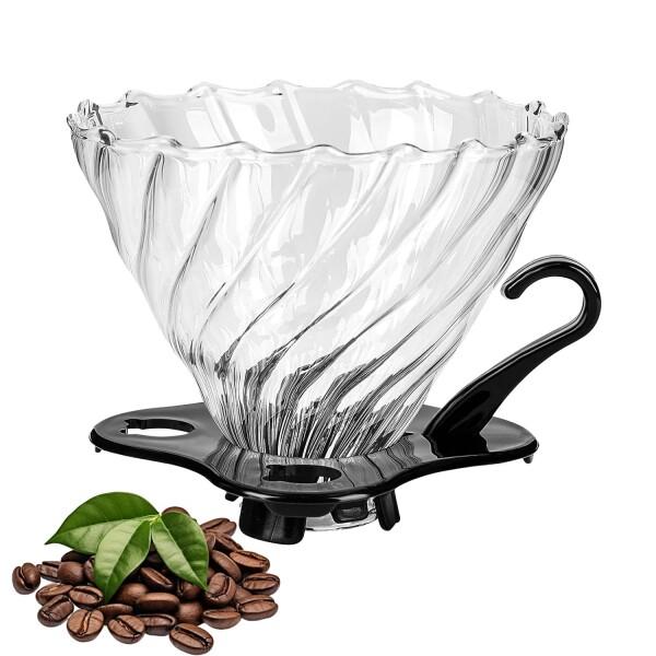 FGIUKC V60 コーヒードリッパー 02 耐熱ガラス 円錐 コーヒードリップ 1~4杯用 取り外し可能 キャンプ アウトドア カフェ 喫茶店商品コード：55080859890サイズ：02【安全な素材】 コーヒー ドリッパーはホウケイ酸...