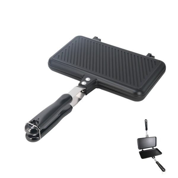 Ginrum ホットサンドパン ホットサンドメーカー 直火 ガス火対応 サンドパン 両面焼き さらにぎゅうぎゅうに焼ける こびりつきにくい 下分離型 お手入れ簡単 BBQ サンドイッチ キャンプ アウトドア 家庭用商品コード：5508086...