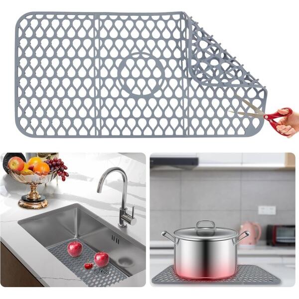 シンクマット シリコン 断熱マット シリコン シンクシート 流し台 滑り止め 乾燥マット 保護 調理台 流し台 排水 耐熱温度-40~230[度] 排水 抗菌 調理台 シンク 食卓 流し 保護 シンク マット(66*35cm*1個)商品コー...