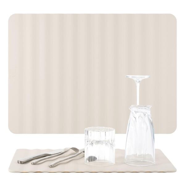 Li&amp;Zhao キッチンカウンターのための食器乾燥マット - 18.5" x 11.2" キッチンシリコーン乾燥シリコーン食器ラックマット商品コード：55080860180型番：Beigeサイズ：18.5"L x 11.2"Wカラー...